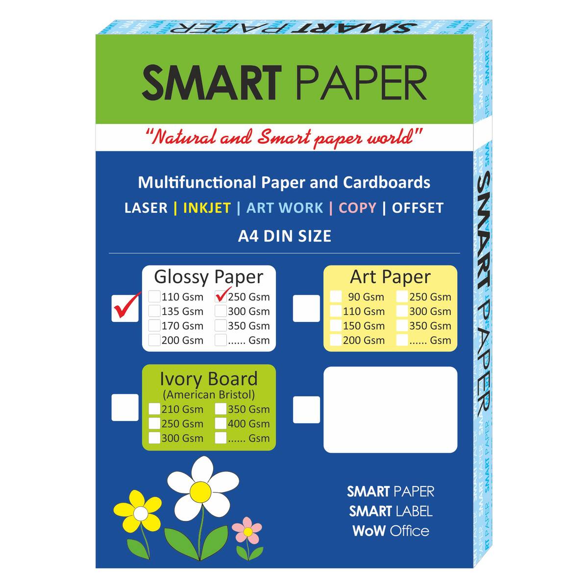Papel Estucado A4 250 g (100 Hojas) | Papel Extra Grueso y Brillante